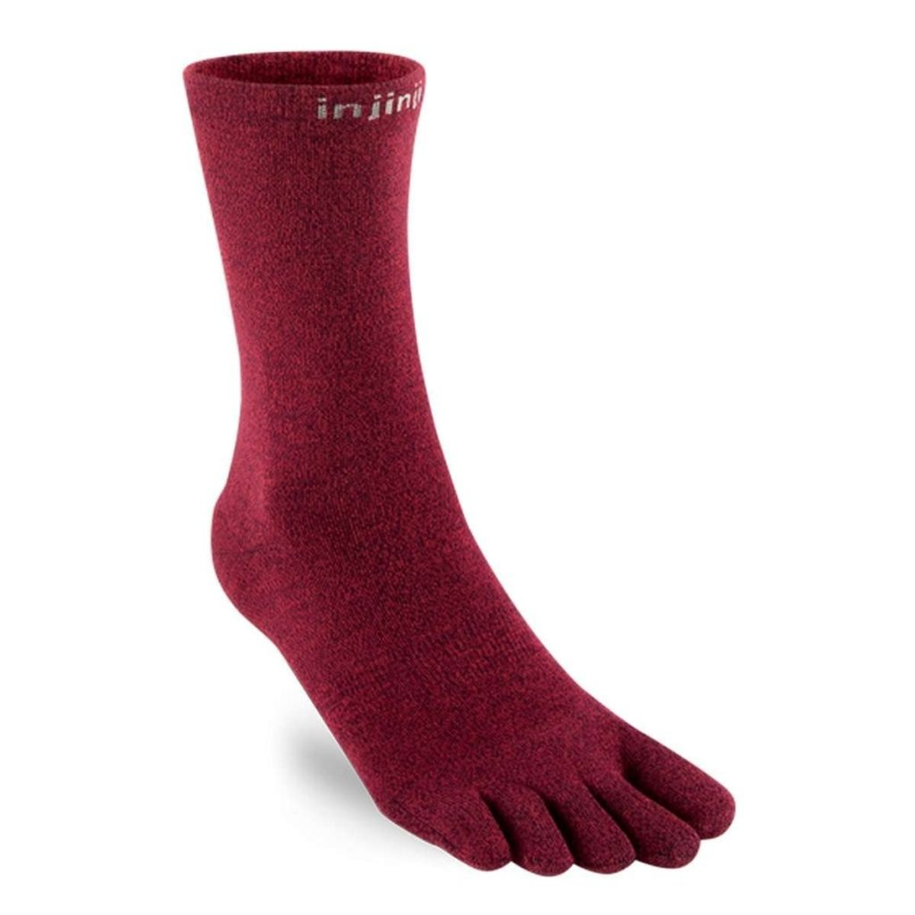 Injinji Liner Lightweight Coolmax Crew Burgundy Toe Socks | Feetus